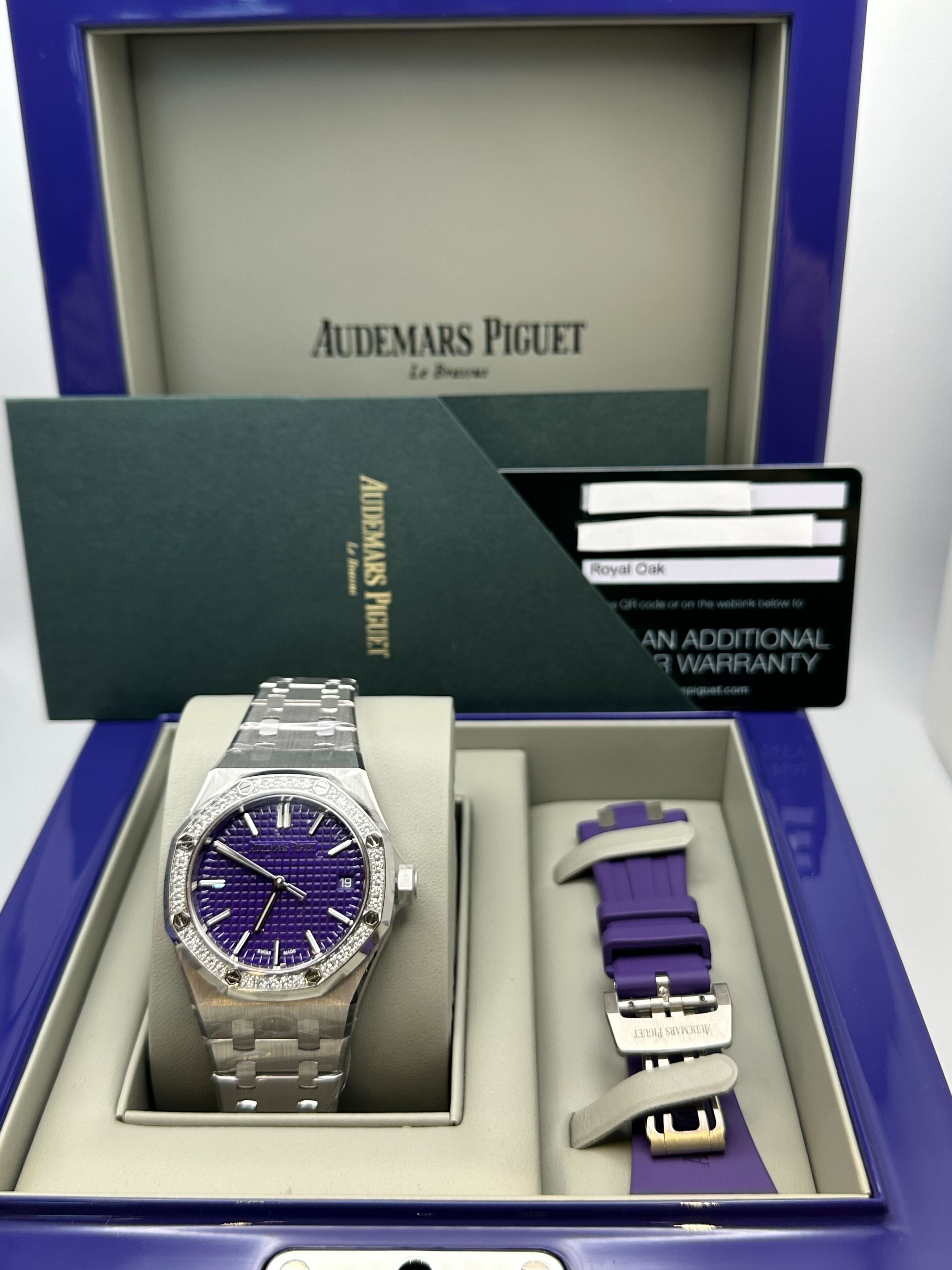 Audemars Piguet Royal Oak White Gold Purple Dial Diamond Bezel Special ...