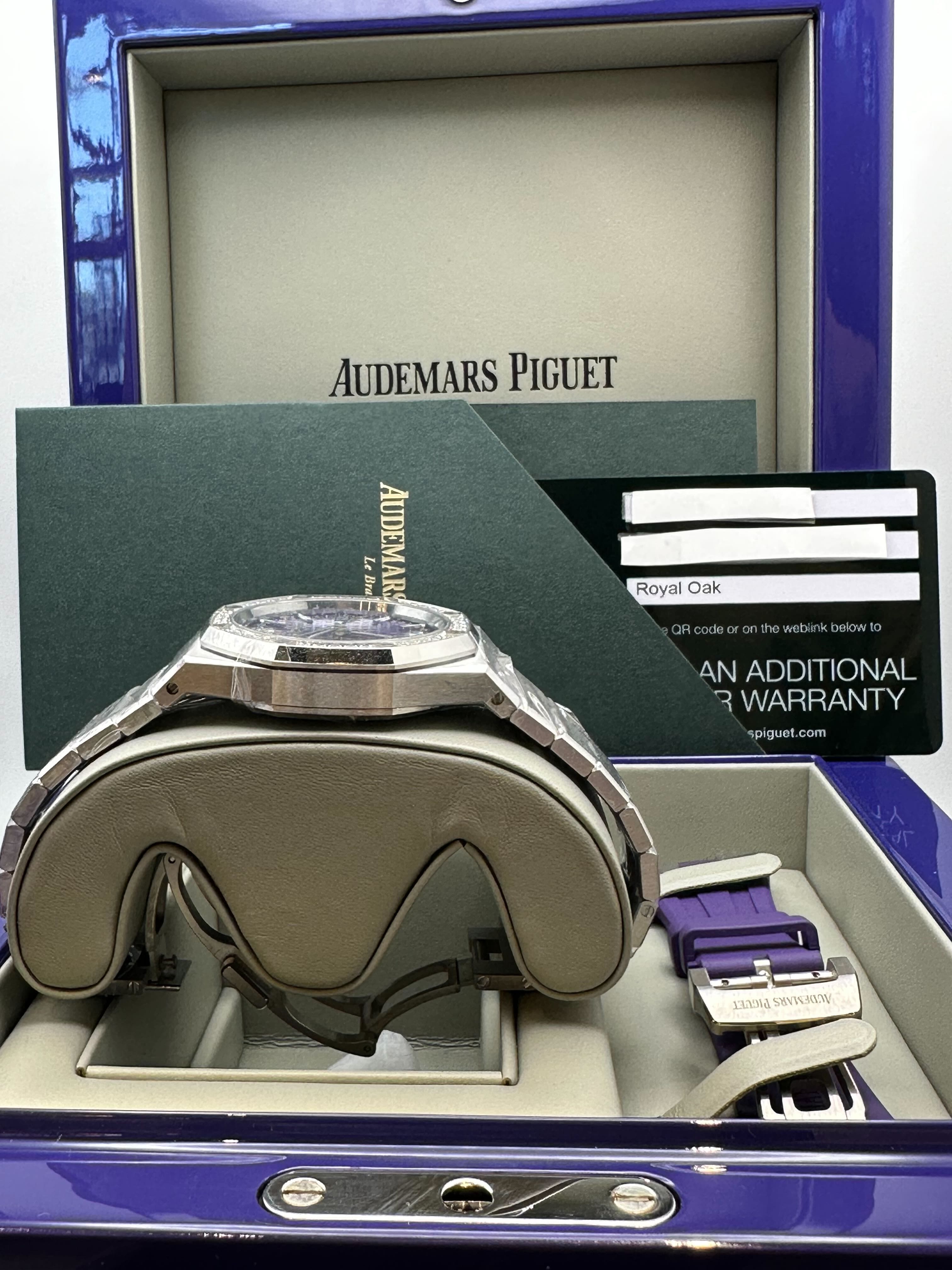 Audemars Piguet Royal Oak White Gold Purple Dial Diamond Bezel Special ...