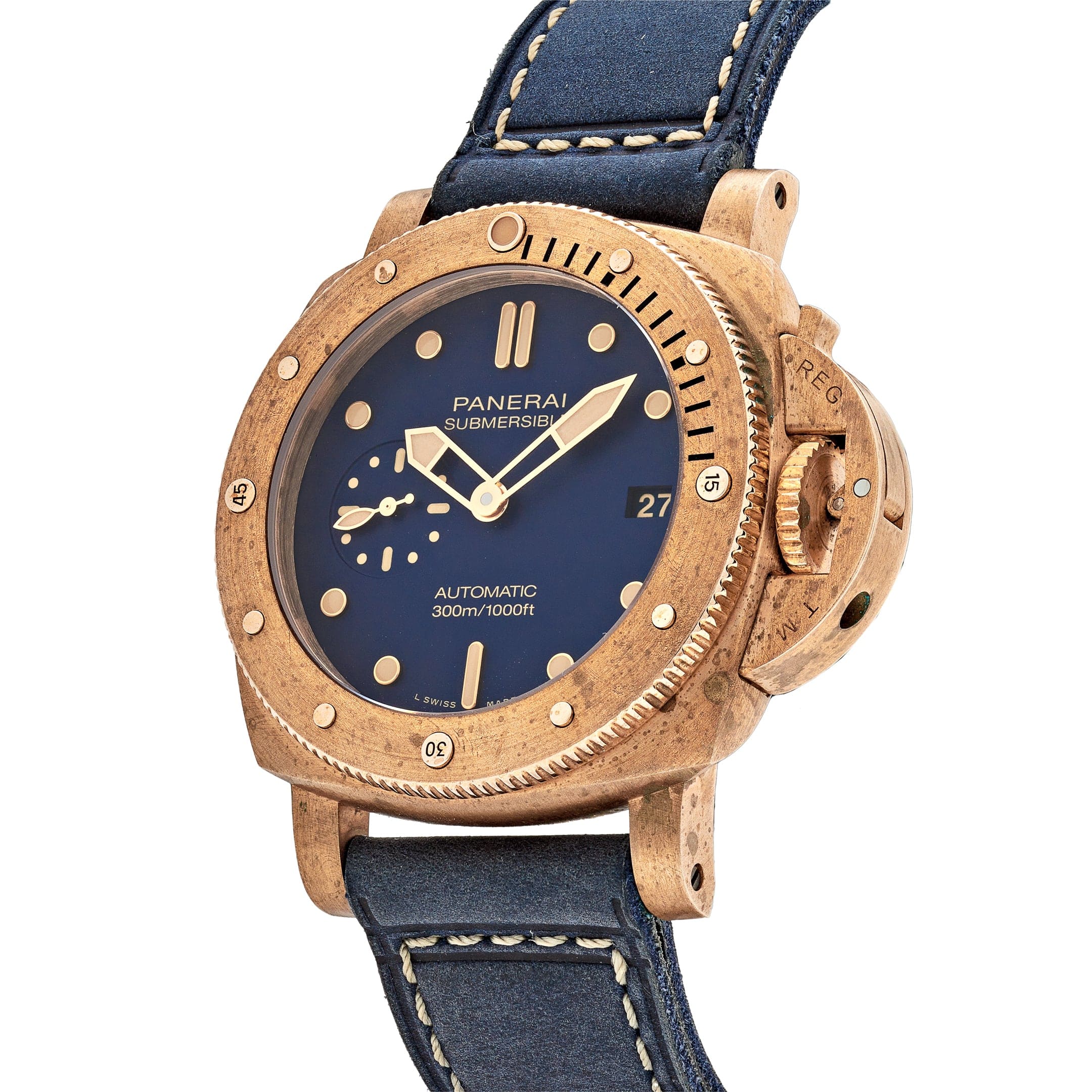 Panerai Submersible Bronzo Blu Abisso PAM01074 Brushed Bronze Blue Dia ...