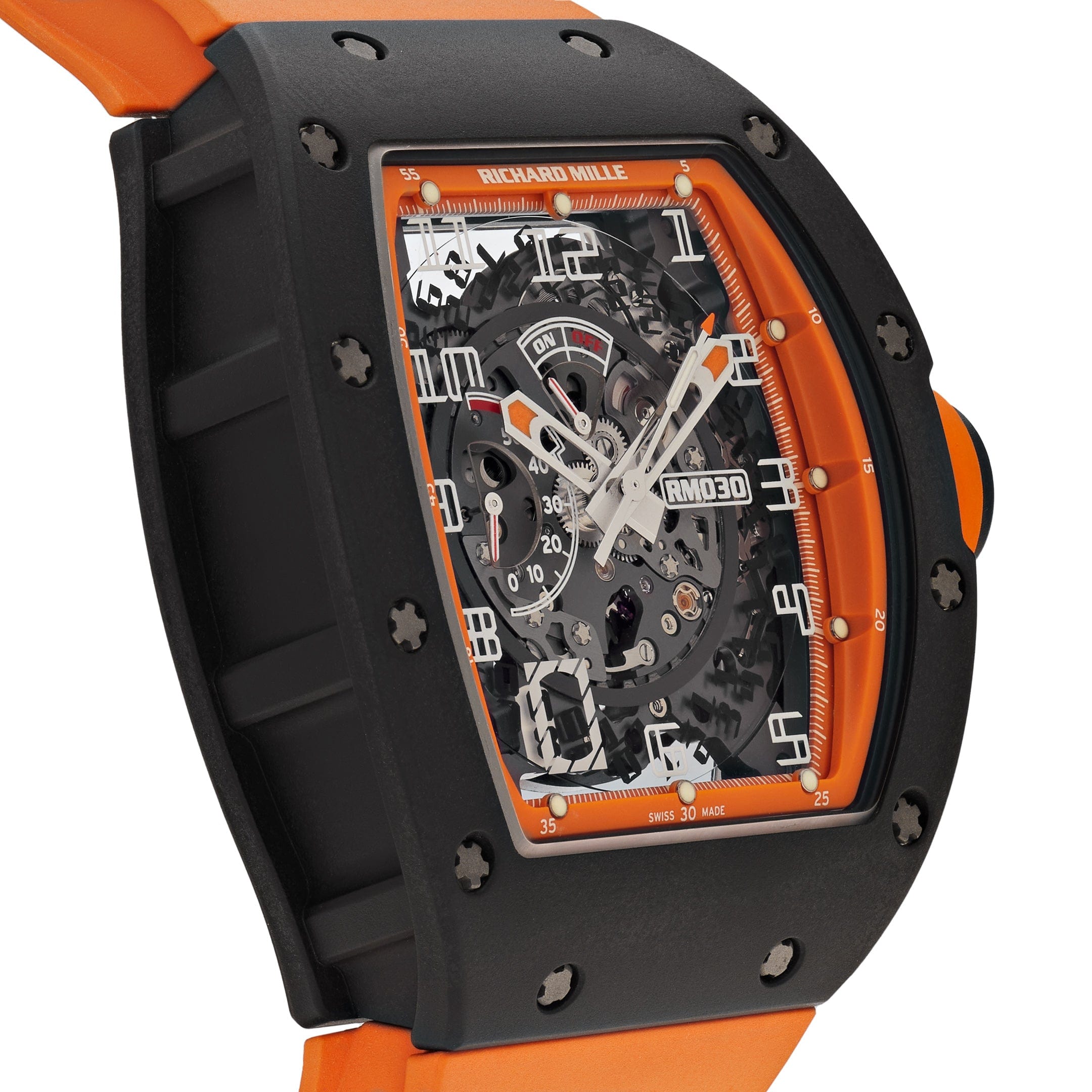 Richard Mille RM 030 Americas Black Carbon Orange Strap Limited Editio ...