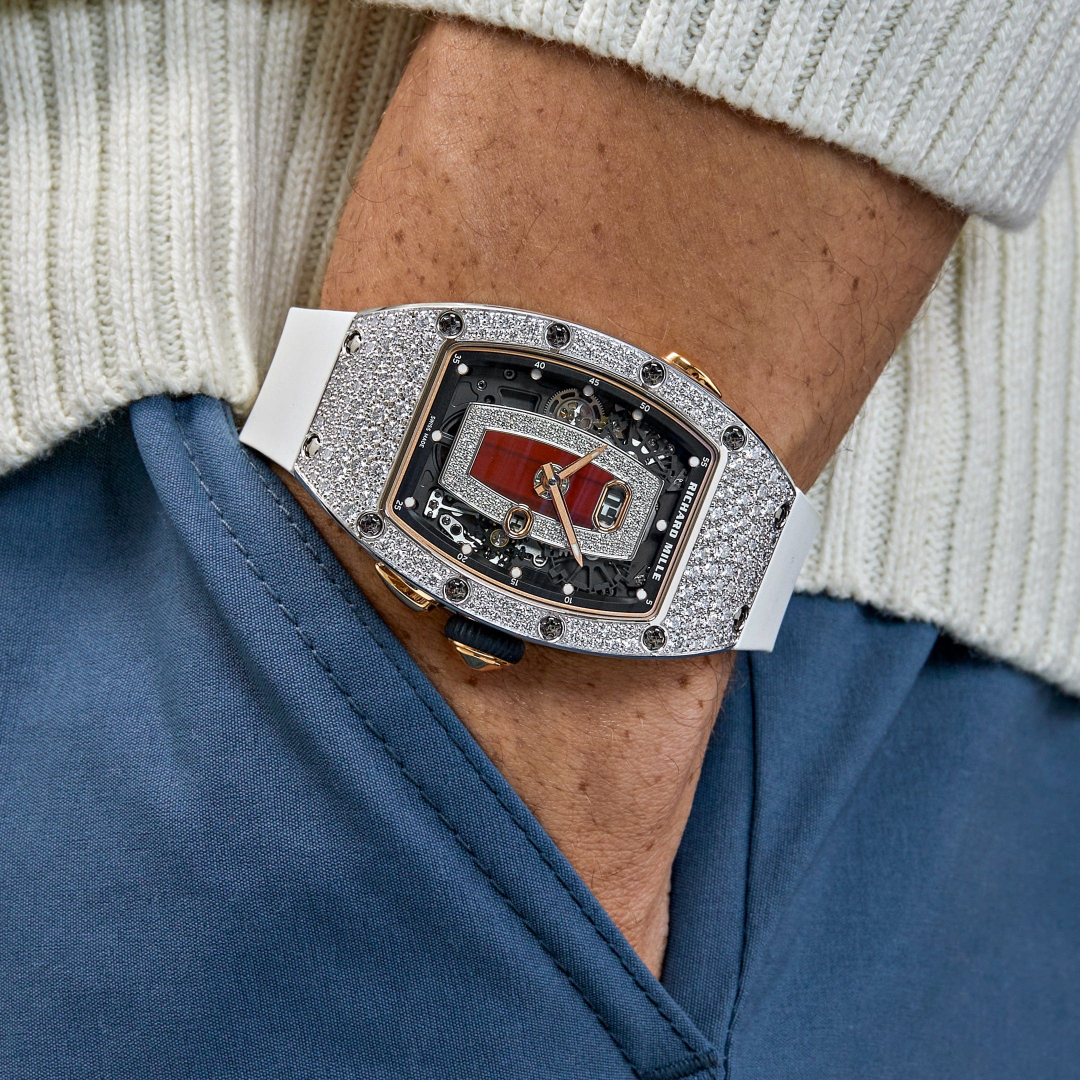 Richard Mille RM 037 White Gold Snow Diamond Set (2023) – Mavani & Co