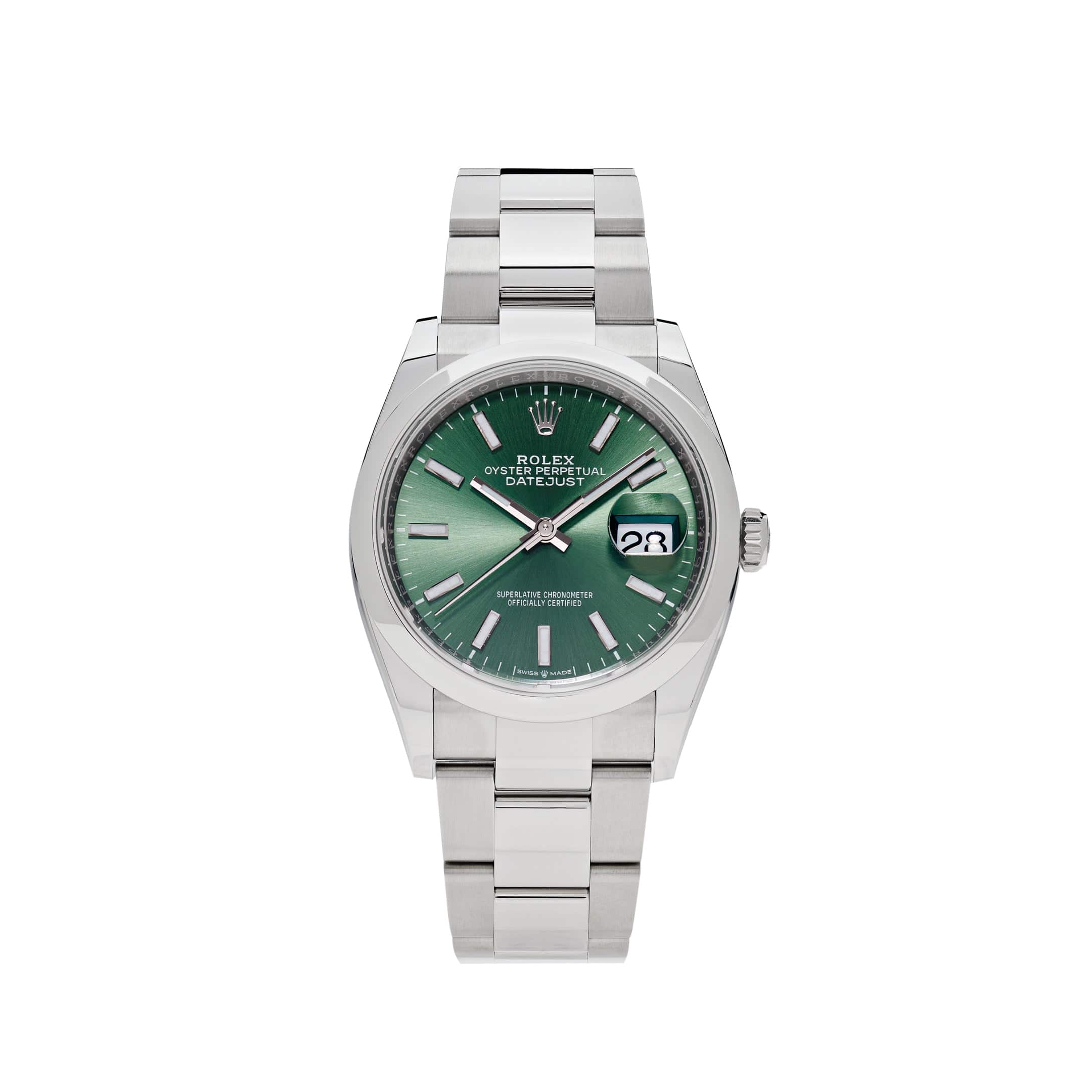 Rolex Datejust 126200 Stainless Steel Green Dial Oyster – Mavani & Co