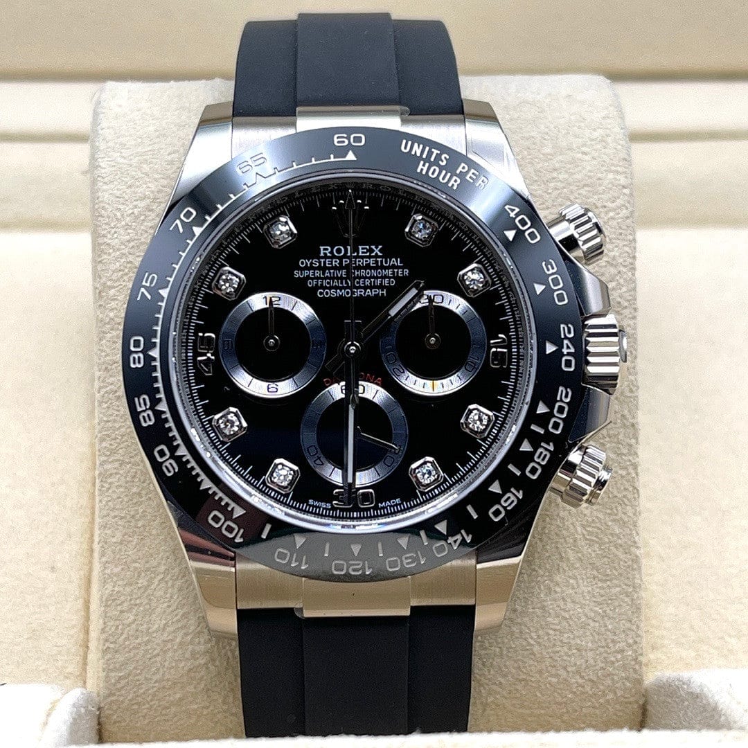 Rolex Daytona 116519LN White Gold Black Diamond Dial – Mavani & Co