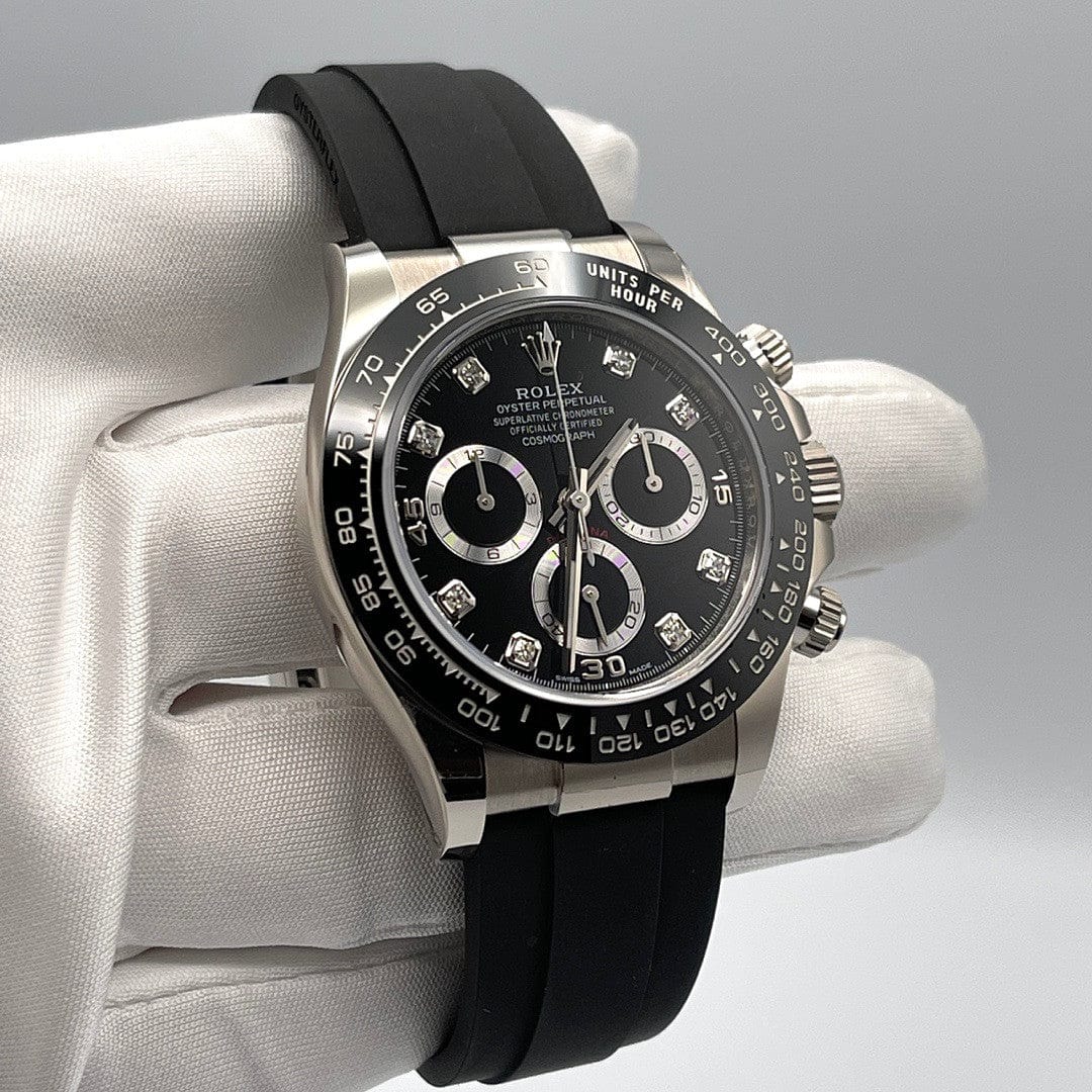 Rolex Daytona 116519LN White Gold Black Diamond Dial – Mavani & Co